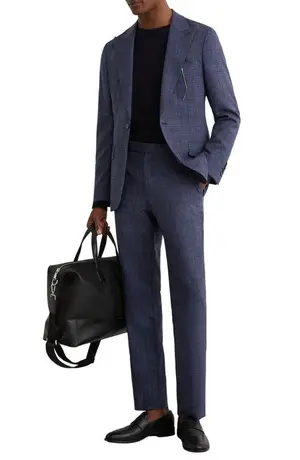 REISS Penso Wool Blend Check Classic Fit Suit Trousers
