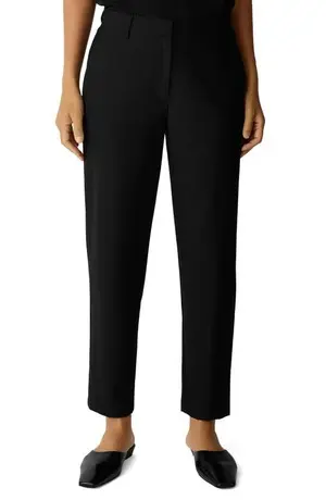Eileen Fisher Wool Ankle Tapered Trousers - Black