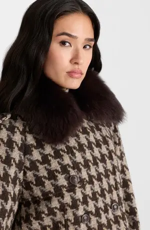 Mackage Edwina Wool Blend Coat With Genuine Shearling Collar