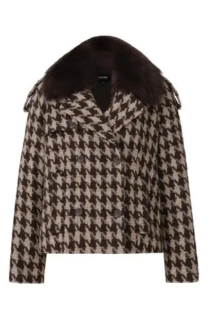 Mackage Edwina Wool Blend Coat With Genuine Shearling Collar