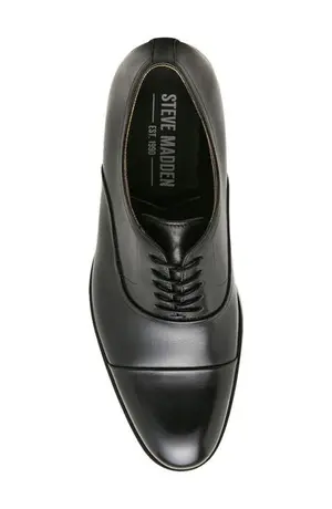 Steve Madden Hallifax Leather Cap Toe Oxford - Black Leather