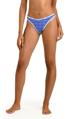 CITRUS Brenton Stripe High Leg Cheeky Swim Bottoms - Ocean