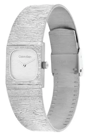 Calvin Klein Sophisticated Square Quartz Mesh Strap Watch - Silver