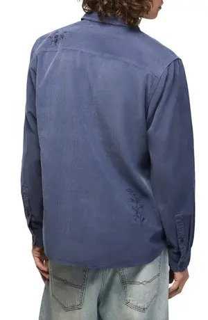 Lucky Brand Floral Embroidered Corduroy Work Shirt