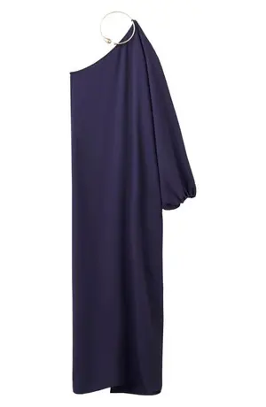 Mango Collar One-shoulder Maxi Dress - Blue