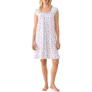 Eileen West Cotton Jersey Nightgown - White Multi