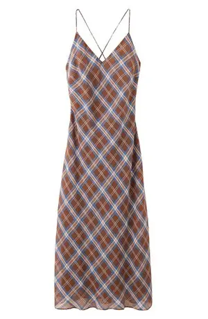 Mango Cross Back Check Midi Dress