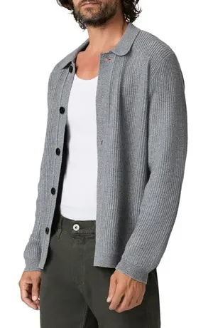 Paige Spokane Ribed Wool & Cotton Full Button Cardigan