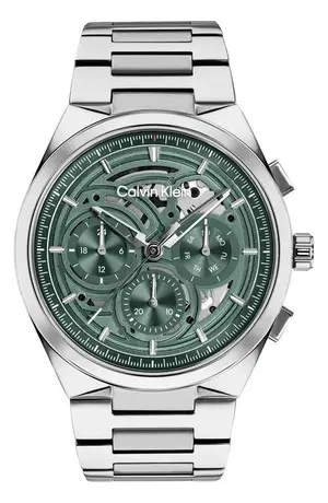 Calvin Klein Distinguish Skeleton Quartz Bracelet Watch - Teal
