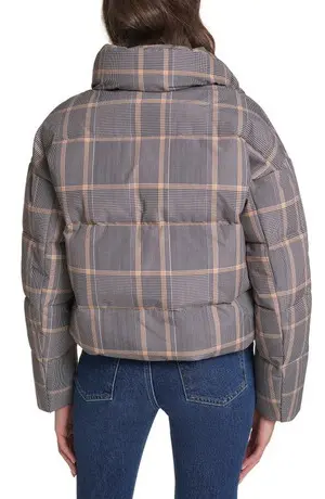 Cole Haan Plaid Down & Feather Fill Puffer Jacket