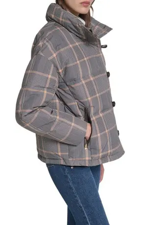 Cole Haan Plaid Down & Feather Fill Puffer Jacket