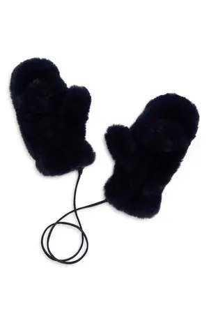 Rag & Bone Rae Faux Fur Mittens - Navy