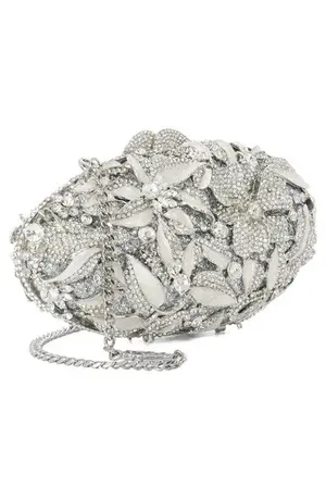 Dune London Extravagant Crystal Floral Faux Leather Clutch