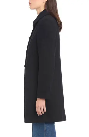Kate Spade New York Bib Detail Wool Blend Coat - Black