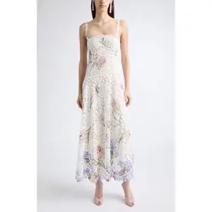 Oscar De La Renta Iris Dégradé Lace Maxi Dress - White Multi