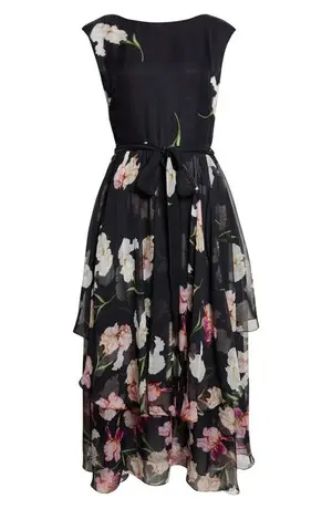 Oscar De La Renta Iris Dégradé Silk Midi Dress - Navy Multi