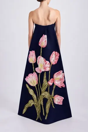 Amsale Sequin Appliqué Column Dress