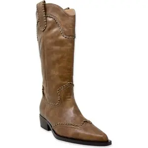 SHU SHOP Ventura Faux Leather Western Boot - Camel