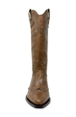 SHU SHOP Ventura Faux Leather Western Boot - Camel