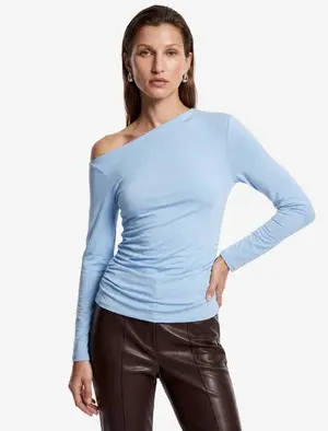 Koton Fitted Long Sleeve Crew Neck Asymmetric Top