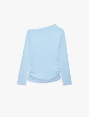 Koton Fitted Long Sleeve Crew Neck Asymmetric Top