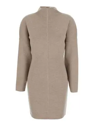 MAX MARA Max Mara Women 'Racconto' Beige Dress With High Neck And Zip Closure At The Back In Wool And Cashmere For Women