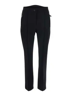 Moncler Black Stretch Pants With Logo Patch On The Back In Tech Fabric - Multicolor