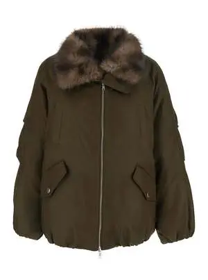 STAND STUDIO Thilda Jacket Shiny Nylon With High Collar And Zip Closure In Tech Fabric Green - Multicolor