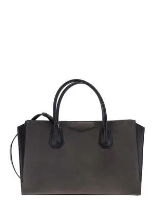 Givenchy Catchall Antigona Small' Grey Handbag With Logo Lettering On The Front In Suede For - Gray