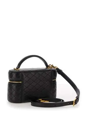 Saint Laurent Vanity Bag 'gaby' With Cassandre Metal Plate On Front In Black Quilted Leather For - Multicolor