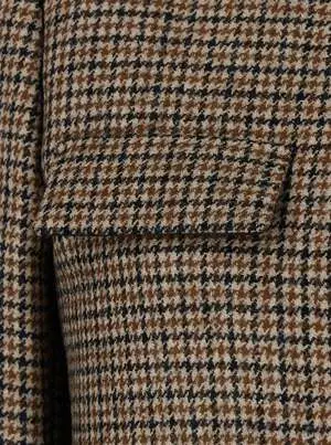 P.a.r.o.s.h Beige Jacket With Classic Collar And All-over Check Motif In Wool For