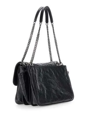 Saint Laurent Niki Tripouch' Black Crossbody Bag With Two Chain Handles And Cassandre Plaque On The Front In Leather For - Multicolor