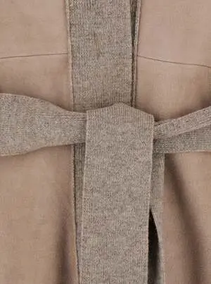 Max Mara Oliveto' Beige Cardigan With V-neck And Front Belt In Wool And Cashmere For - Multicolor