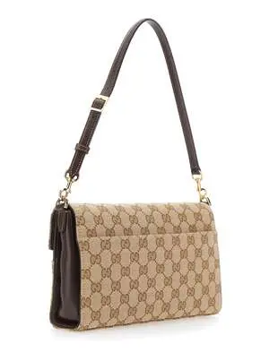 Gucci Brown Handbag With Adjustable And Removable Shoulder Strap And Horsebit On The Front In Gg Canvas For - Multicolor