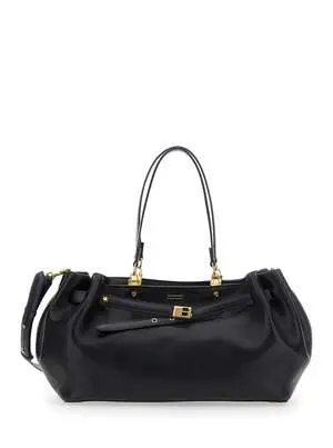 Balenciaga Fan' Black Medium Shoulder Bag With Adjustable And Removable Shoulder Strap And Logo Lettering On The Front In Leather For - Multicolor