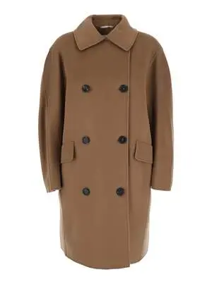 Max Mara S 'gioia' Beige Coat With Classic Collar And Dropped Shoulders In Wool For - Multicolor