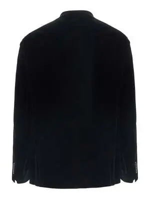 Giorgio Armani Black Jacket Without Collar With Button Closure On The Front In Velvet For - Multicolor