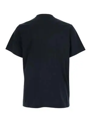 Moncler Blue T-shirt With Logo Print On The Front In Cotton For - Multicolor