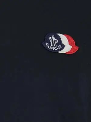 Moncler Blue T-shirt With Logo Print On The Front In Cotton For - Multicolor