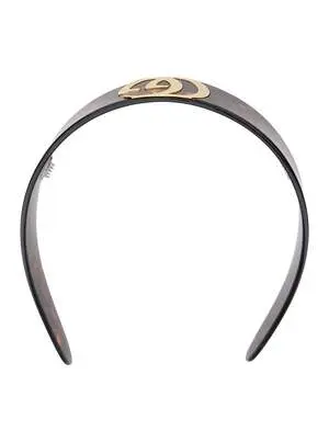 Gucci Headband With Tortoiseshell Print And Gg Plaque In Plastic - Multicolor