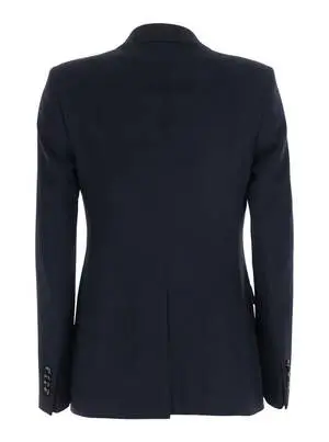 Tagliatore Blue Double-breasted Jacket With Peak Revers In Wool Blend For