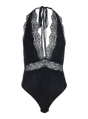 Andamane Florida Bodysuit With Lace And Black Tech Fabric Patchwork For - Multicolor