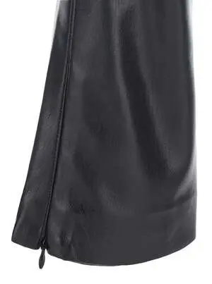 Andamane Black High-waisted Flared Leggings With Zip Hems In Ecoleather For