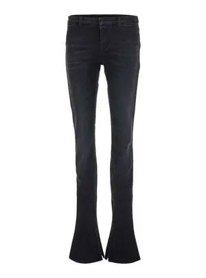 Gucci Black Slim Jeans With Logo Patch On The Back And Zip Details On The Edges In Denim For - Multicolor