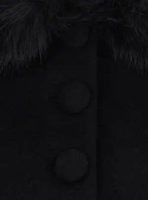 SELF-PORTRAIT Black Jacket With Fur Cuffs And Notched Collar, In Wool, Black