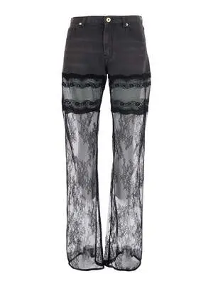 Blumarine Black Jeans With Logo Patch On The Back And Layered Design In Denim For - Multicolor
