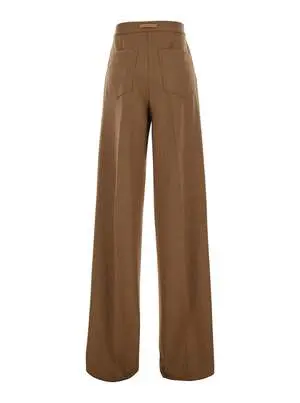 Max Mara Ugola' Beige Pants With Hidden Front Closure In Wool Blend For