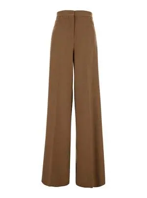 Max Mara Ugola' Beige Pants With Hidden Front Closure In Wool Blend For - Multicolor