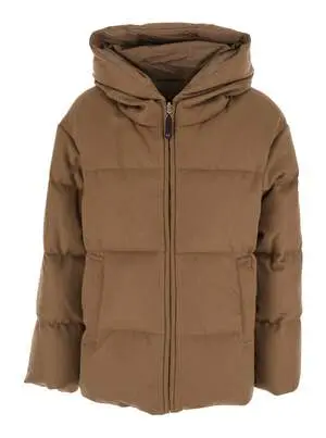 Max Mara Dama' Beige Reversible Down Jacket With Hood And Welt Pockets On The Front In Tech Fabric For - Multicolor