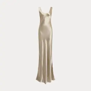 Ralph Lauren Shaila Charmeuse Evening Dress - Silver